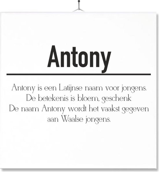 Tegel Met Opdruk | Betekenis | Kado | Cadeau | Met Naam - Antony | bol.com
