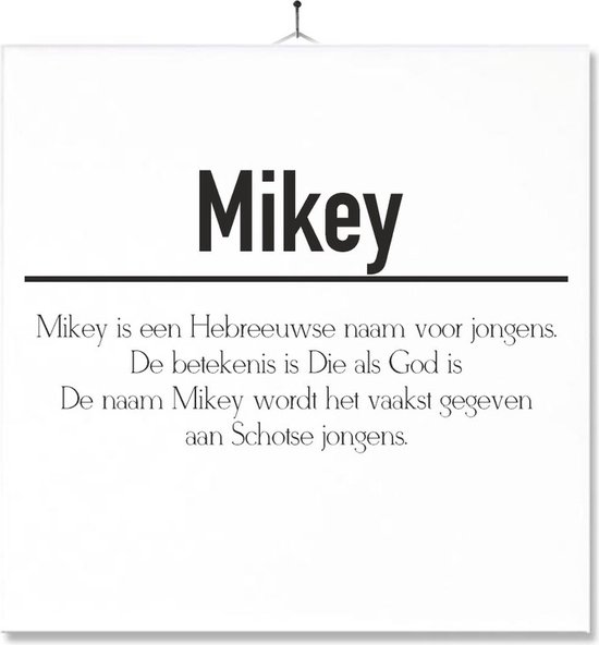 Tegel Met Opdruk | Betekenis | Kado | Cadeau | Met Naam - Mikey | bol