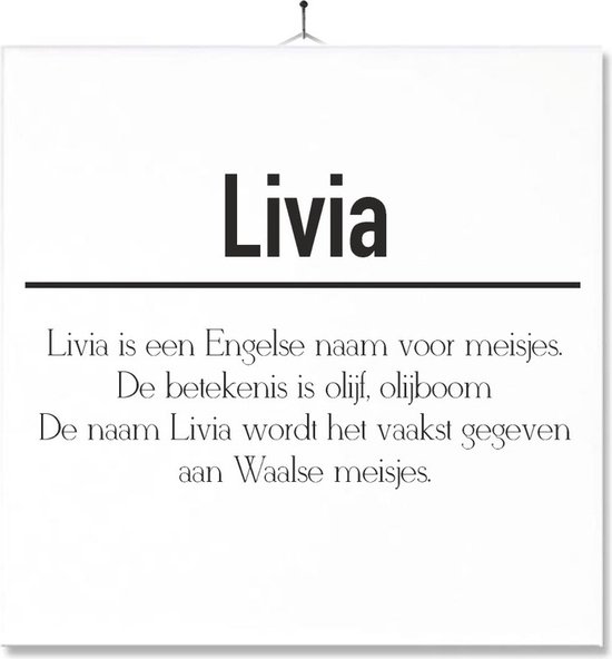 Tegel Met Opdruk | Betekenis | Kado | Cadeau | Met Naam - Livia | bol