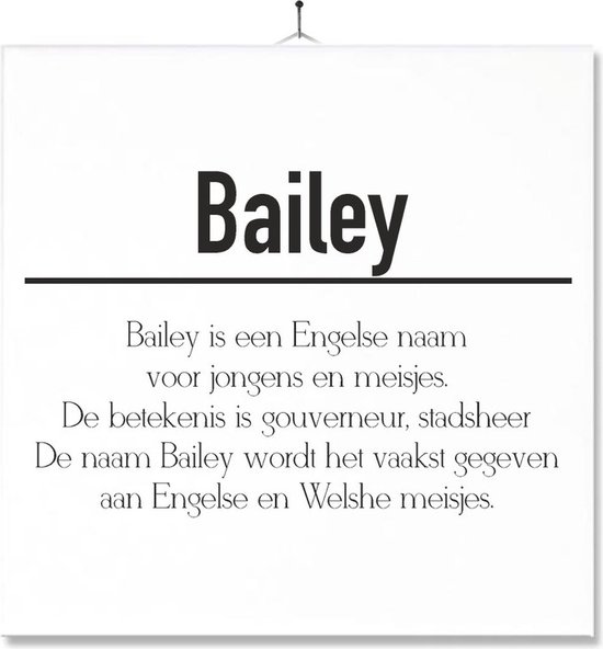 Tegel Met Opdruk | Betekenis | Kado | Cadeau | Met Naam - Bailey | bol.com