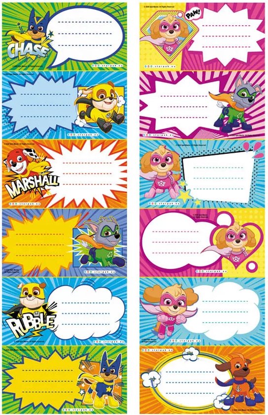 PAW Patrol - School Label stickers - set van 12 stuks | bol.com