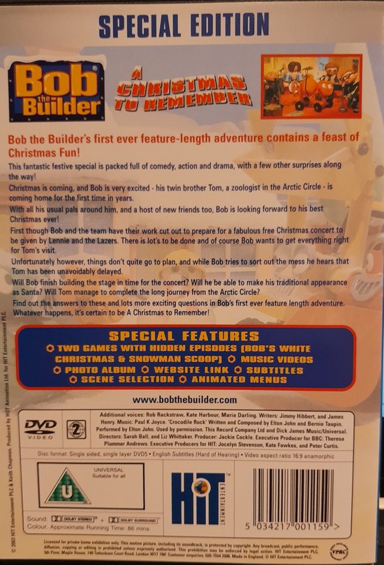 Bob The Builder - A Christmas To Remember (Special Edition) [DVD] [1999], Kerst Niet... | bol