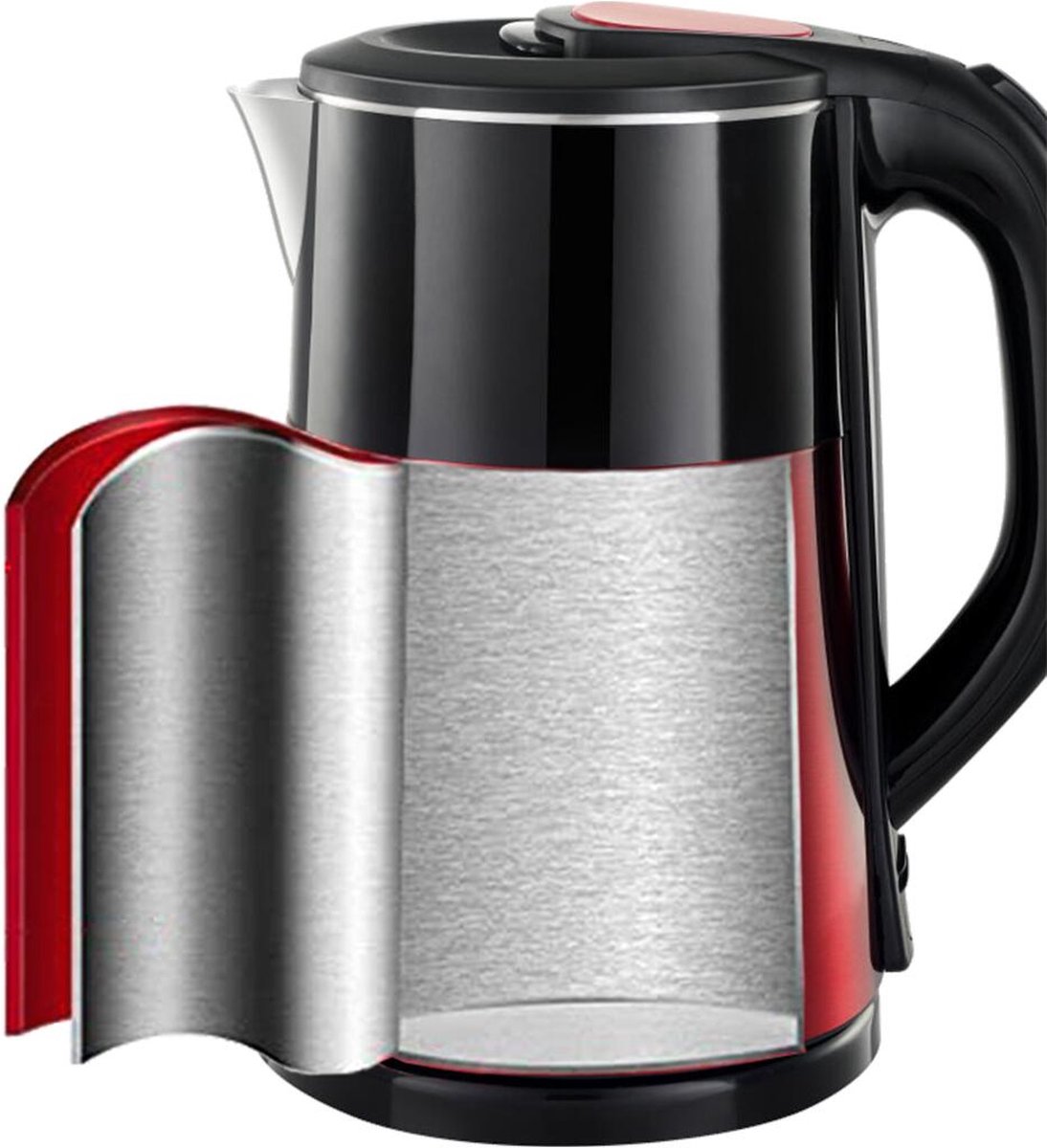 Waterkoker - RVS - 1500W - 2 Liter - Rood / Zwart - Waterkokers | bol