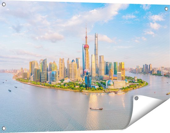 Gards Tuinposter Skyline Shanghai Stad in China - 90x60 cm - Tuindoek ...