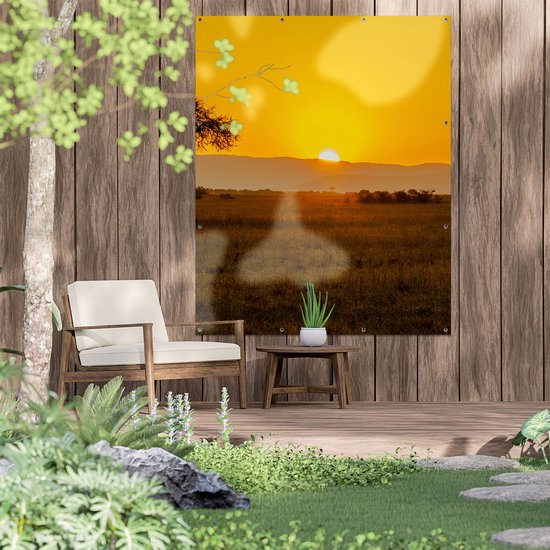 Gards Tuinposter Zonsopgang in de Savanne met een Boom - 120x150 cm ...