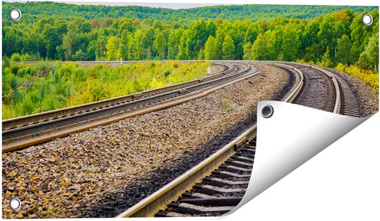 Gards Tuinposter Rails Spoorwegen in een Bocht - 60x30 cm - Tuindoek ...