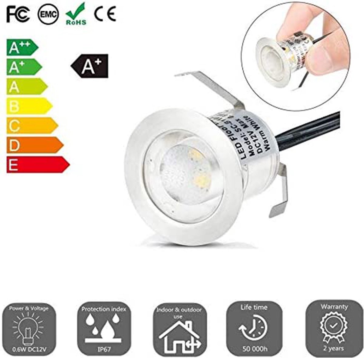 Set van 16 LED inbouwspots RVS - Buiten spots - IP65 waterdicht - Met ...