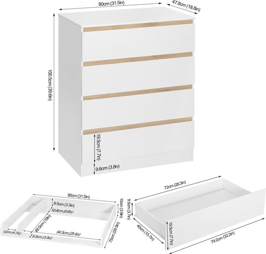 Kamyra® Commode/Ladekast voor Baby - Verzorgingstafel - Kasten ...