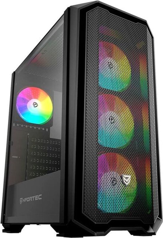 ATX Semi-toren doos Nfortec Torre Gaming Krater para PC con Cristal ...