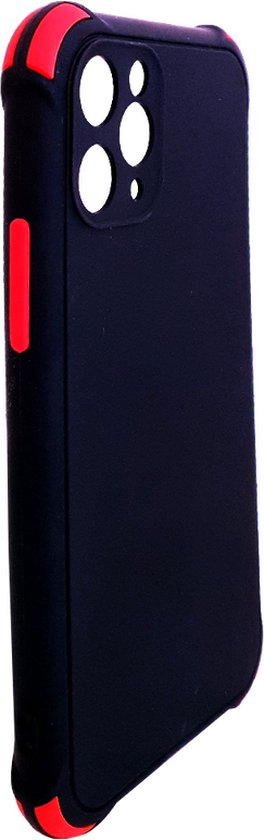 Apple iPhone 12 Pro - Siliconen backcover met rode accenten – Zwart ...