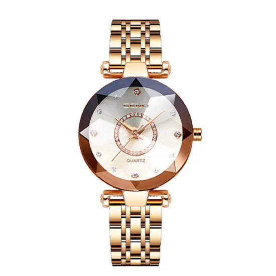 Dameshorloge - RVS - Waterdicht - Rose Goud/Wit- Horloges voor Vrouwen ...