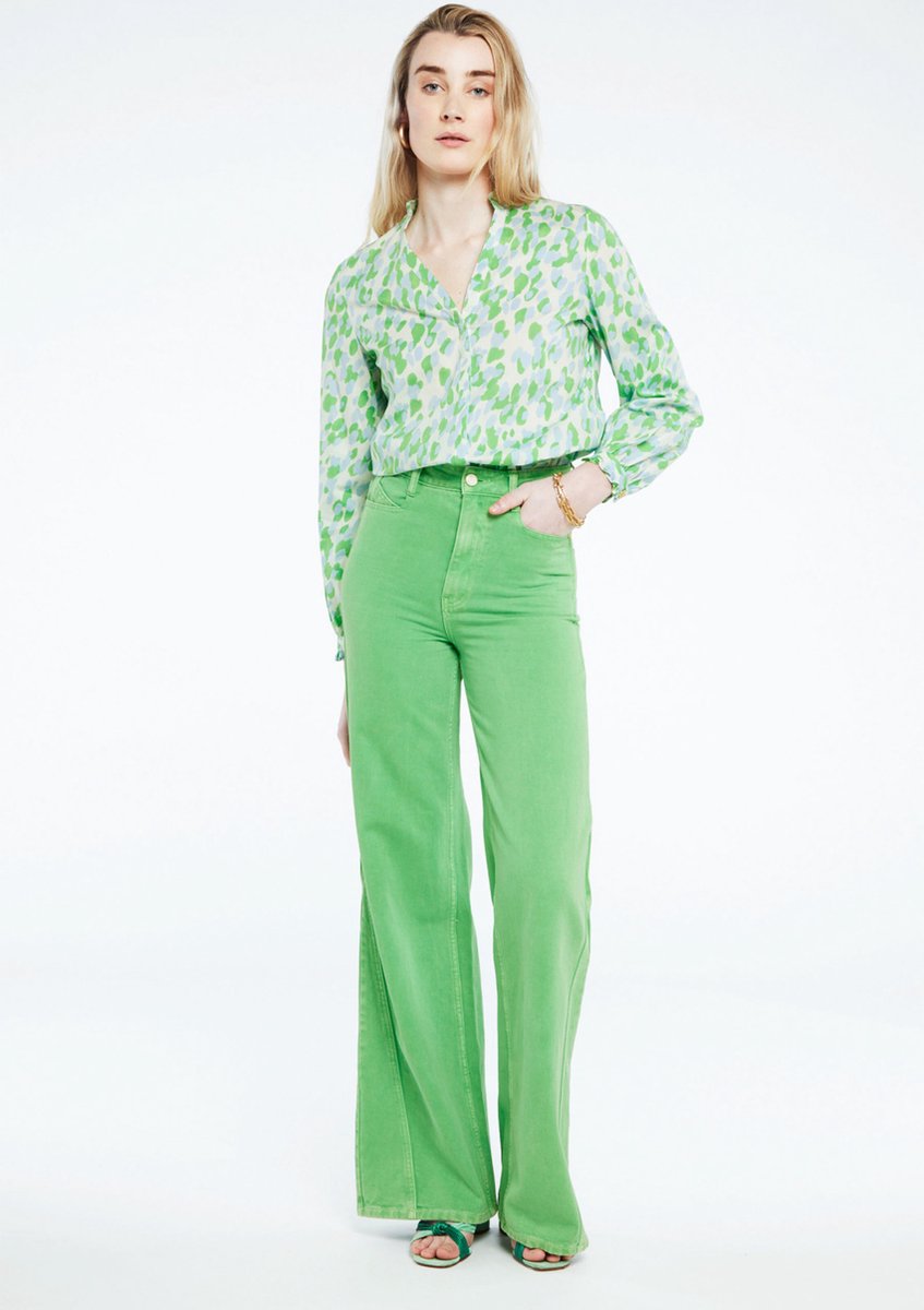 Fabienne Chapot Dames Bonnie Wide Leg Jeans Groen maat 29/32 | bol.com