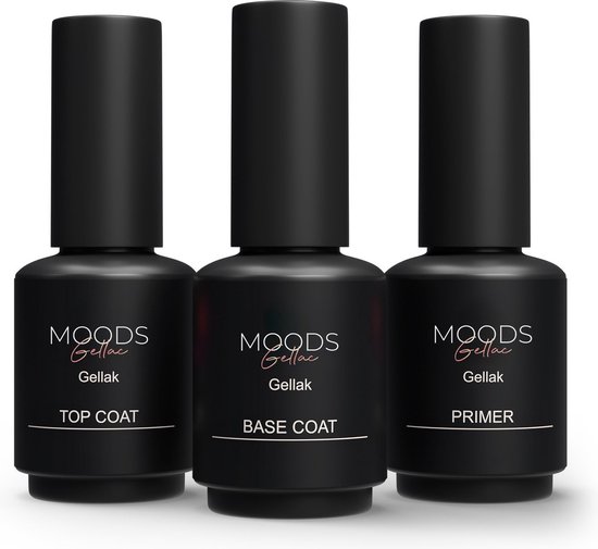 Moods Gellac Starterspakket - Primer - Base Coat - Top Coat - 15ML - Gellak - BIAB -... | bol