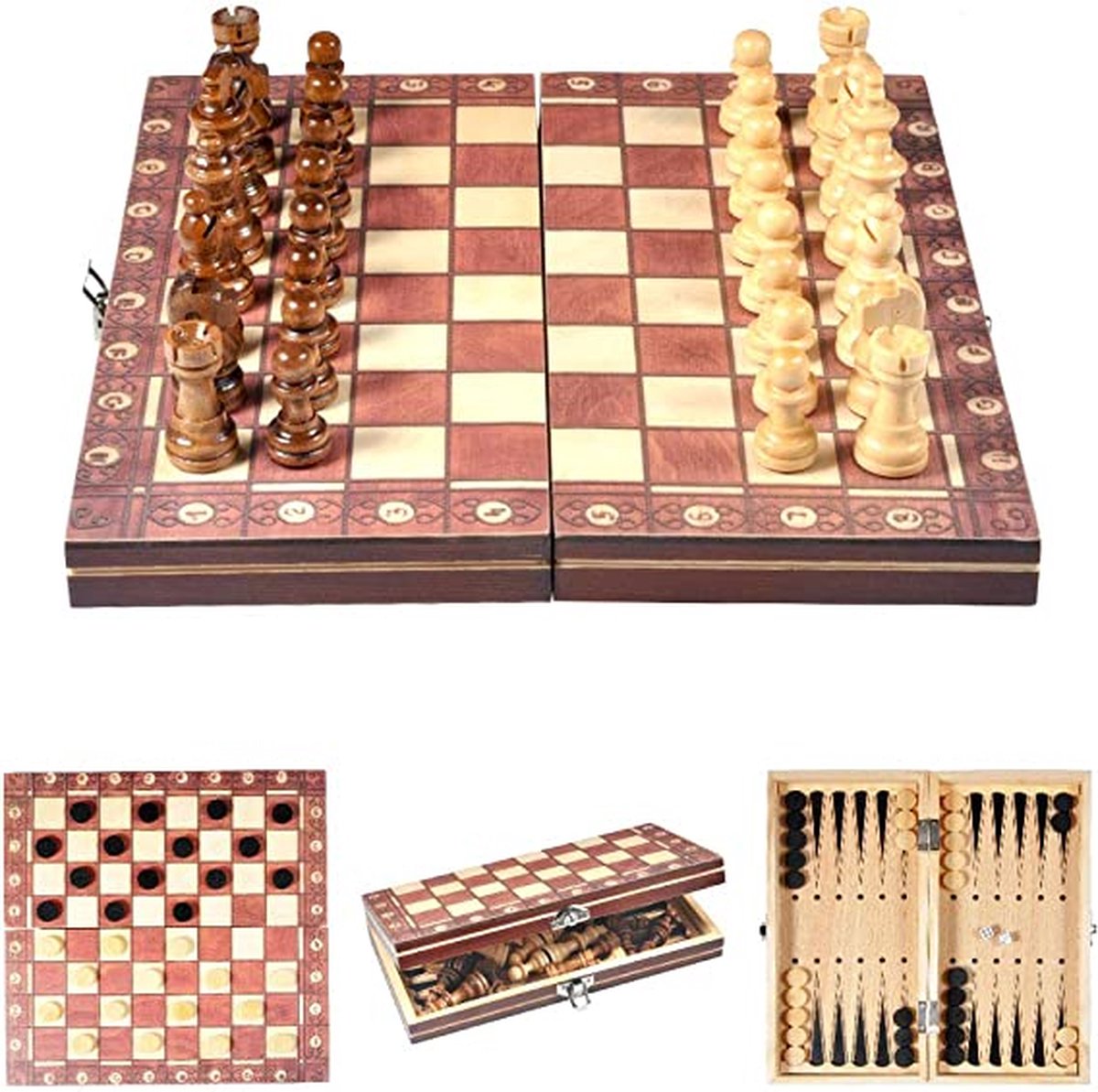 Schaakbord \ Chess figures and chessboard made of wood - Houten ...