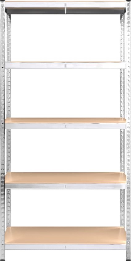 vidaXL Opbergrekken 5-laags 4 st staal en bewerkt hout zilverkleurig ...