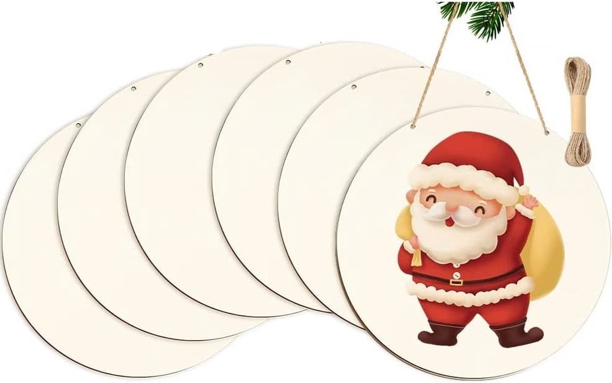 Set van 6 houten schijven ronde houten panelen 30 cm diameter ...