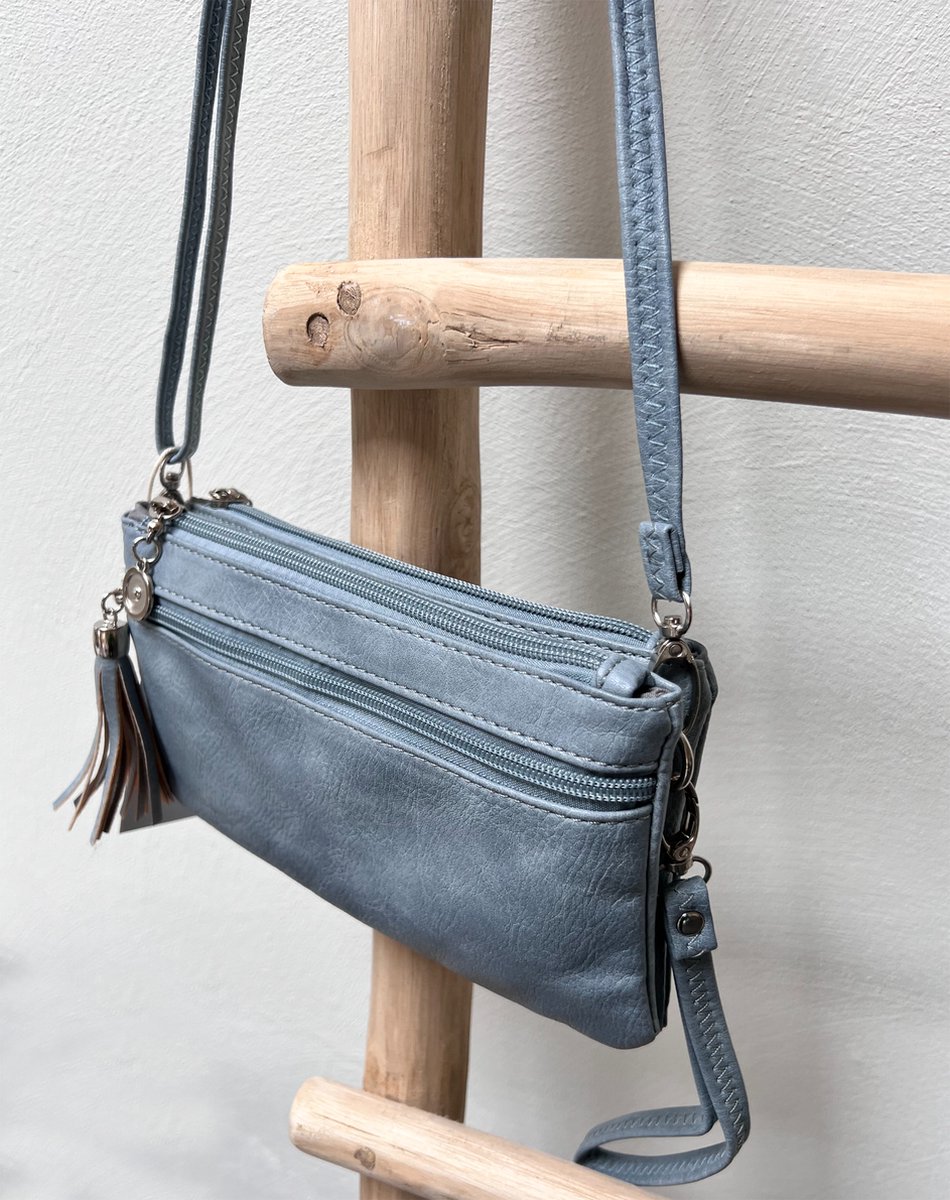 Lundholm tassen dames schoudertas lichtblauw blauw - klein tasje ...