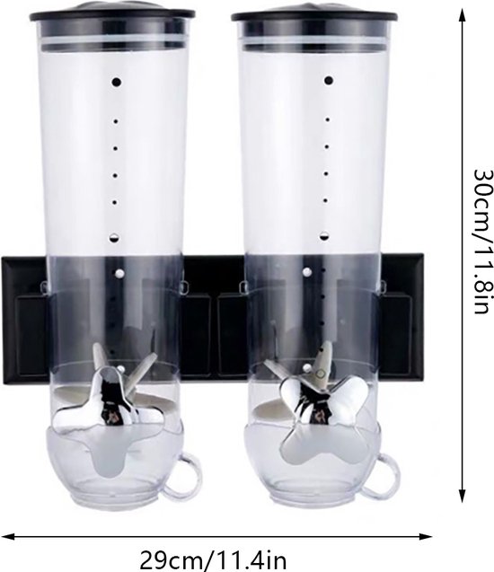 Distributeurs d'aliments doubles - 2 pièces - 1,5 l - Montage mural ...