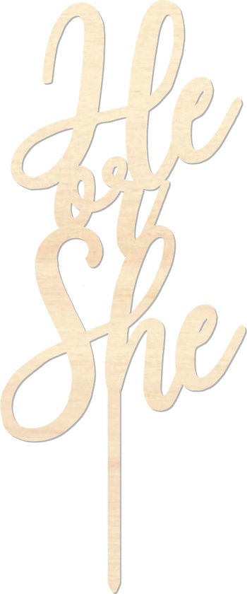 Houten caketopper / taarttopper - He or She - Taart / Cake topper op bestelling gemaakt | bol