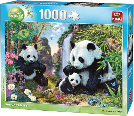 King - Puzzel - 1000 stukjes - Panda familie - 68 x 49 cm ...