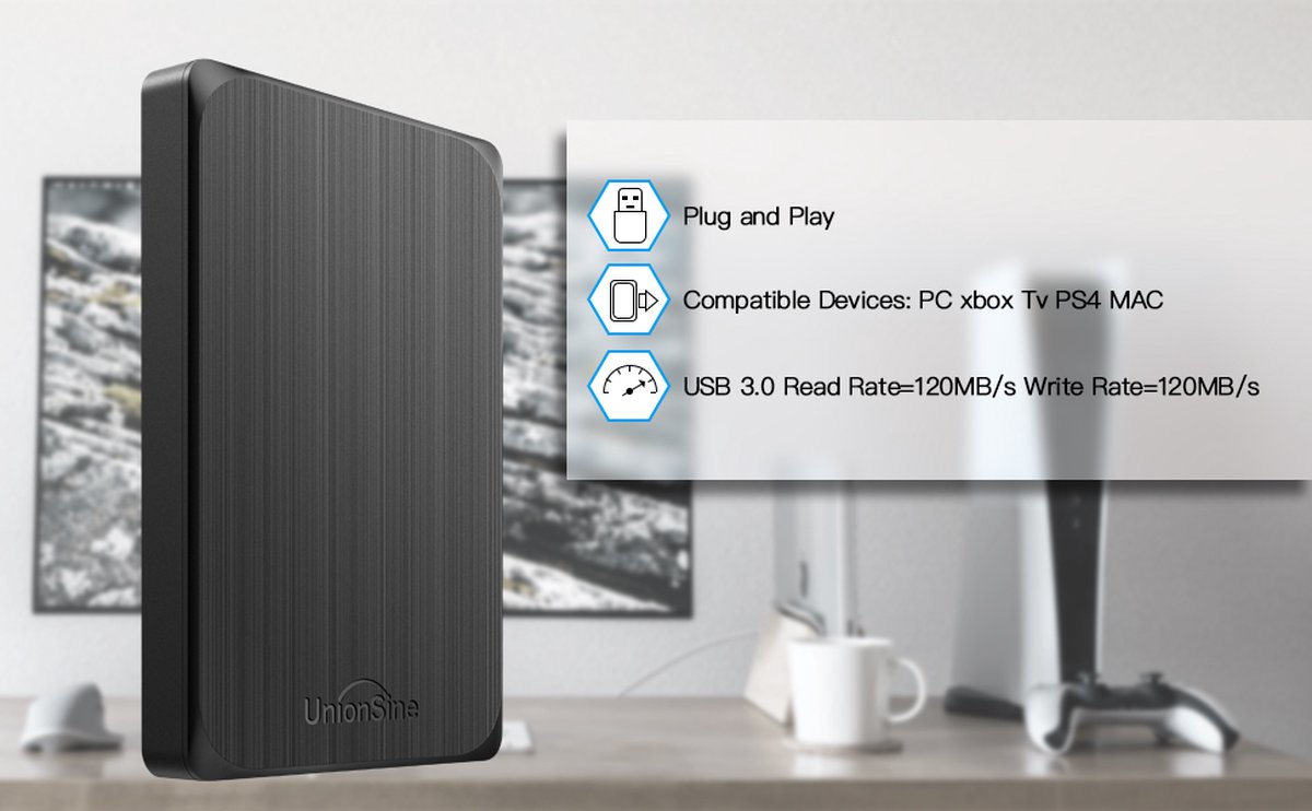 Unionsine Hdd 2.5 "Draagbare Externe Harde Schijf 500Gb USB3.0 opslag ...