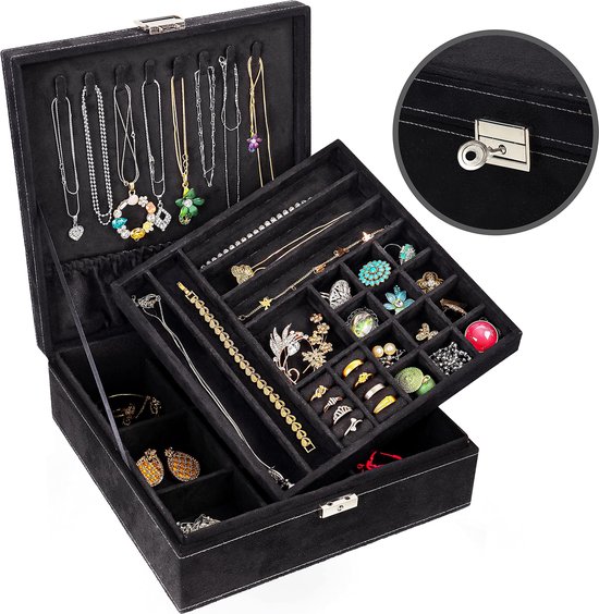 Belle Vous Zwarte Sieraden Organizer Display Doos met Stapelbare Lade ...