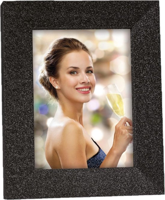 2x Stuks Houten Fotolijstje Zwart Met Glitters 25 X 35 Cm Geschikt Voor 2x Stuks Houten Fotolijstje Zwart Met Glitters 25 X 35 Cm Geschikt Voor