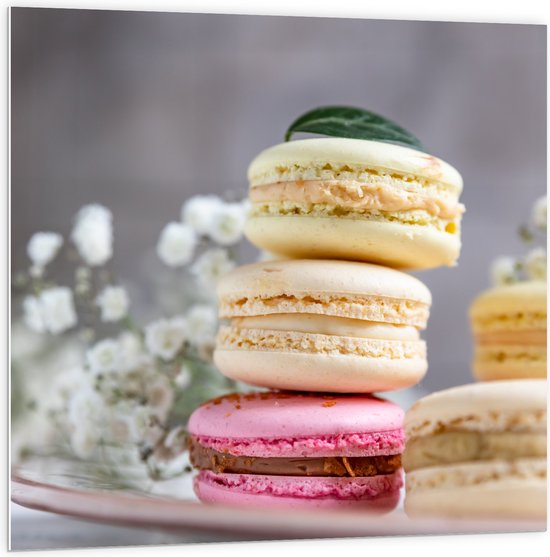 PVC Schuimplaat- Stapel Verschillende Smaken Macaron tijdens Chique ...