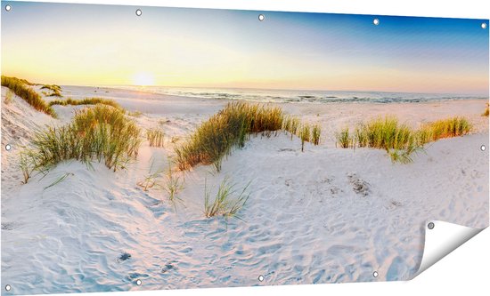 Gards Tuinposter Strand en Duinen tijdens Zonsondergang - 160x80 cm - Tuindoek -... | bol