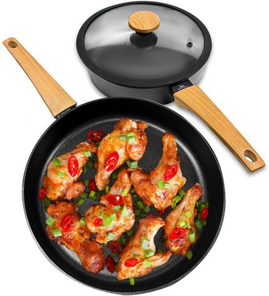 Sabatier Terra Set van 3 inductiepannen | 24 cm hoge rand met deksel ...