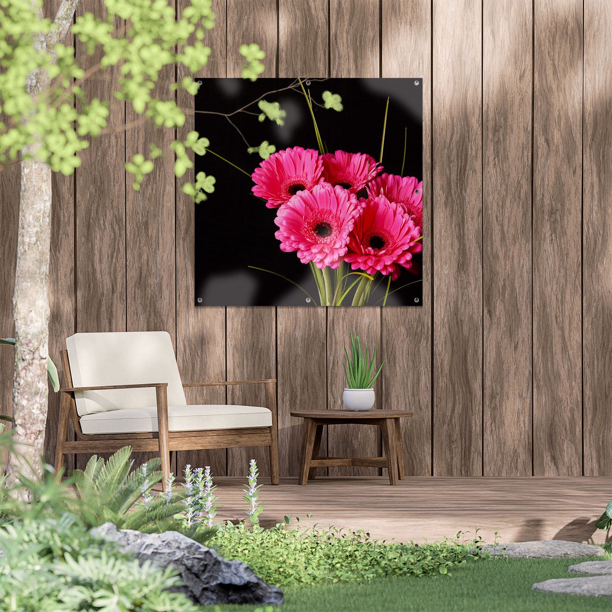 Gards Affiche de jardin Fleurs de Gerbera Rose - 90x90 cm - Toile de ...