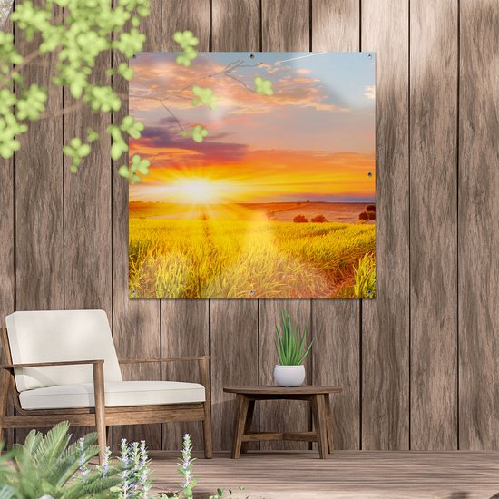 Gards Tuinposter Zonsopgang op het Ma sveld - 100x100 cm - Tuindoek ...
