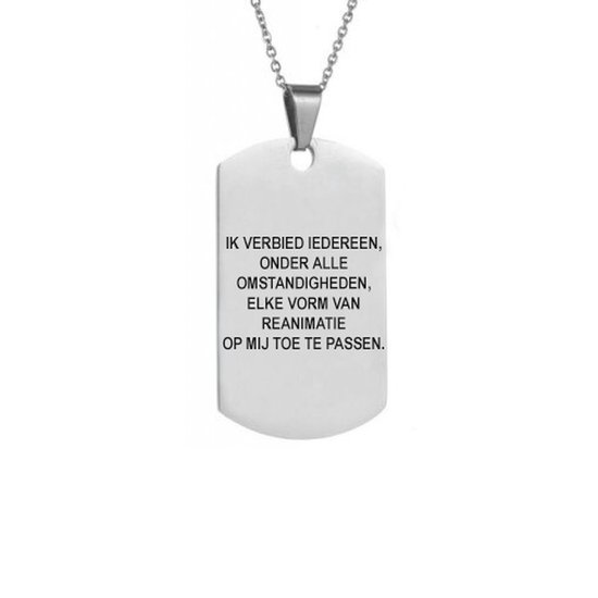 Amodi DNR niet reanimeren penning - Ketting - Gegraveerd - RVS ...