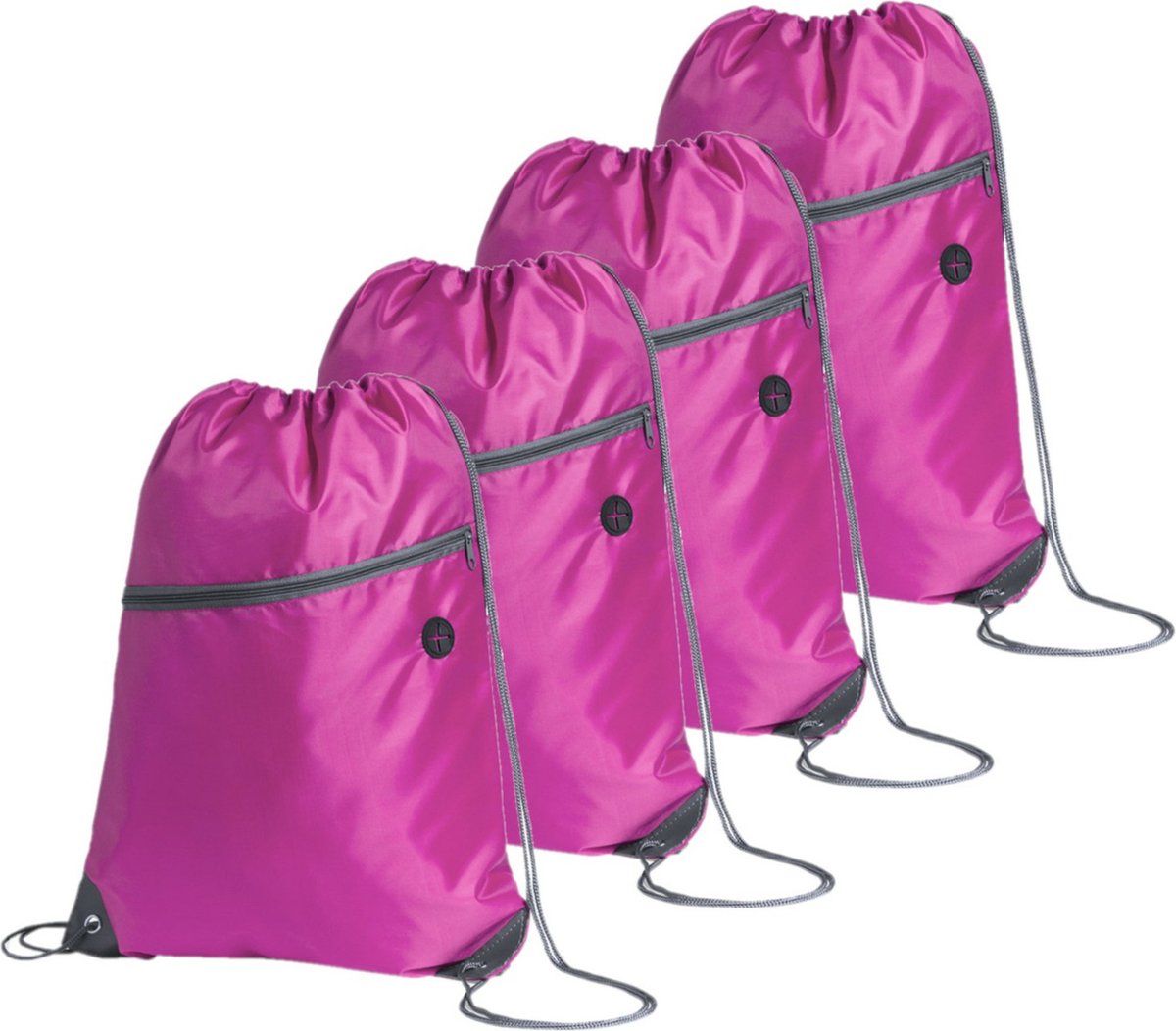 Sport gymtas/rugtas - 4x - roze - 34 x 44 cm - polyester - met ...