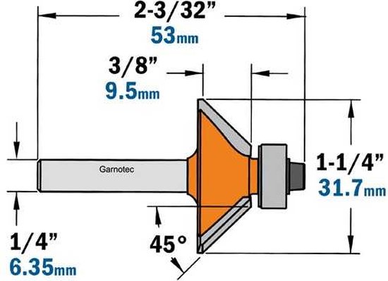 CMT - Afkantfrees met geleidelager, HW - Frees - Snijgereedschappen ...