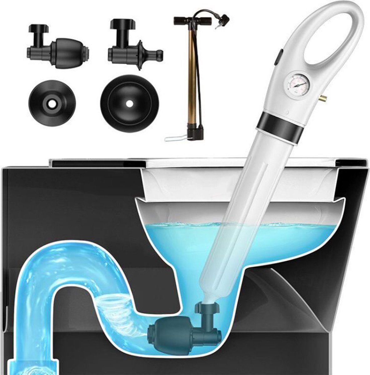 Deluqse Ontstoppingspomp - Rioolontstopper - Wit - Ontstopper Toilet ...