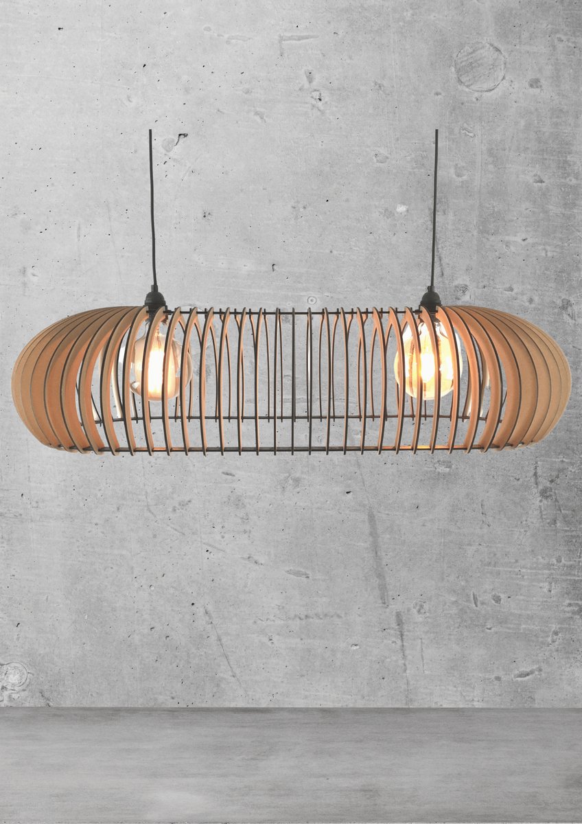 Olivios design hanglamp lichtbalk hout 100cm lang 49cm breed 24cm hoog ...