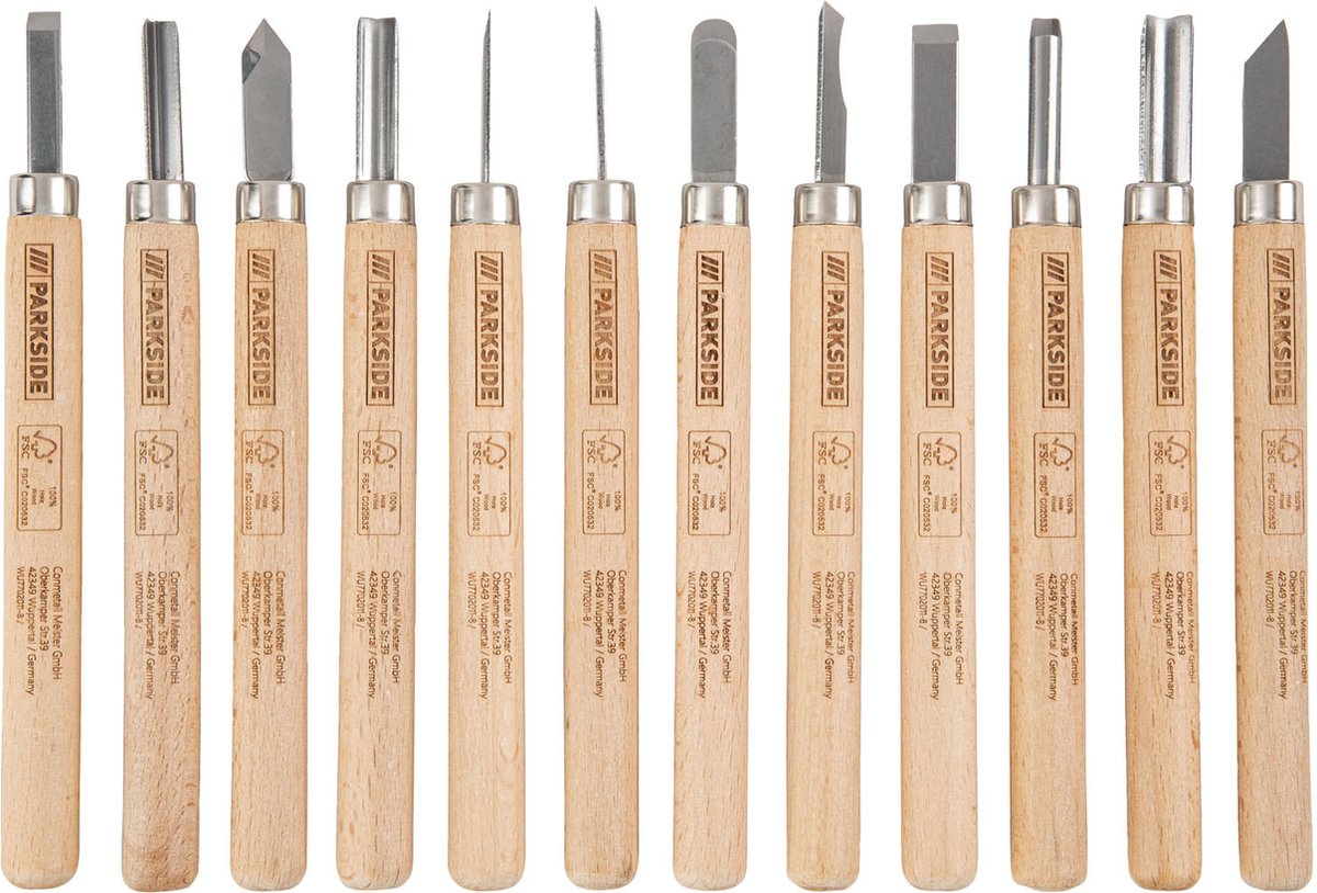 Parkside Snijgereedschap - Set: 12-delig - Materiaal: staal en hout ...