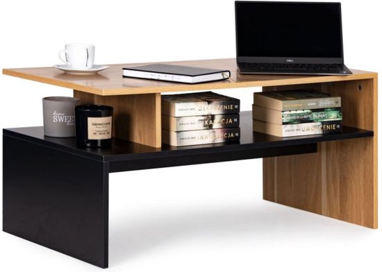 Maxenza Home CT080 Industrieel Houten Salontafel met Vakken - 90x50 cm ...