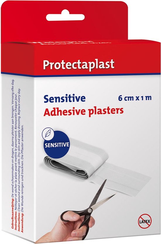 Protectaplast Sensitive pleister, ft 6 cm x 1 m, op rol | bol.com