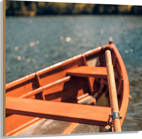 Hout - Uiteinde van Houten Boot op het Water - 100x100 cm - 9 mm dik ...