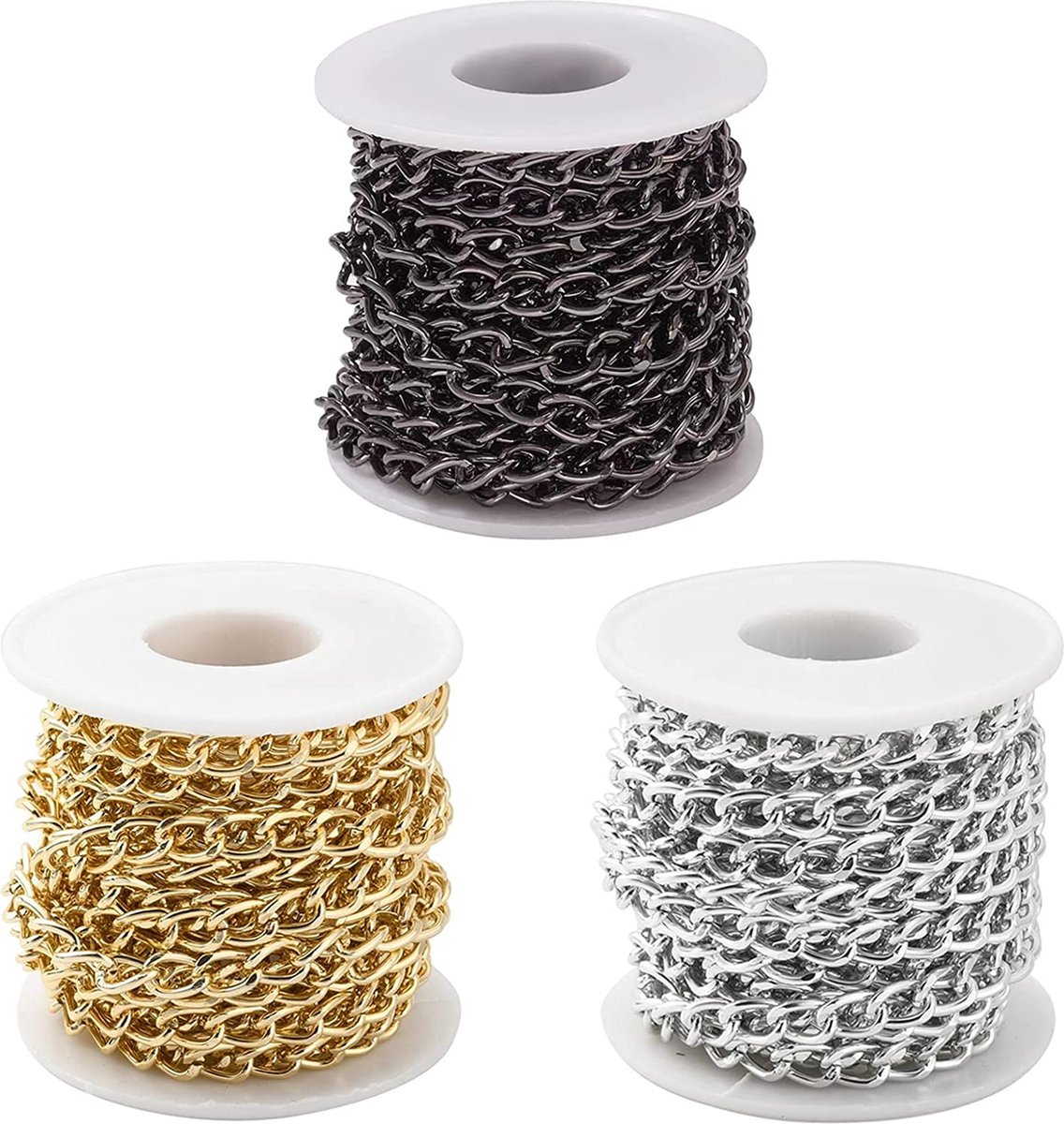 49.2 Voeten Aluminium Curb Chains Twisted Links Cross Kabel Kettingen ...