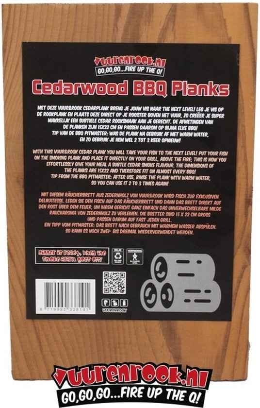 Vuur&Rook Cedar Rookplank 15 cm 3 stuks | bol