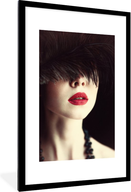 Fotolijst incl. Poster - Vrouw - Lippen - Rood - Portret - 80x120 cm ...