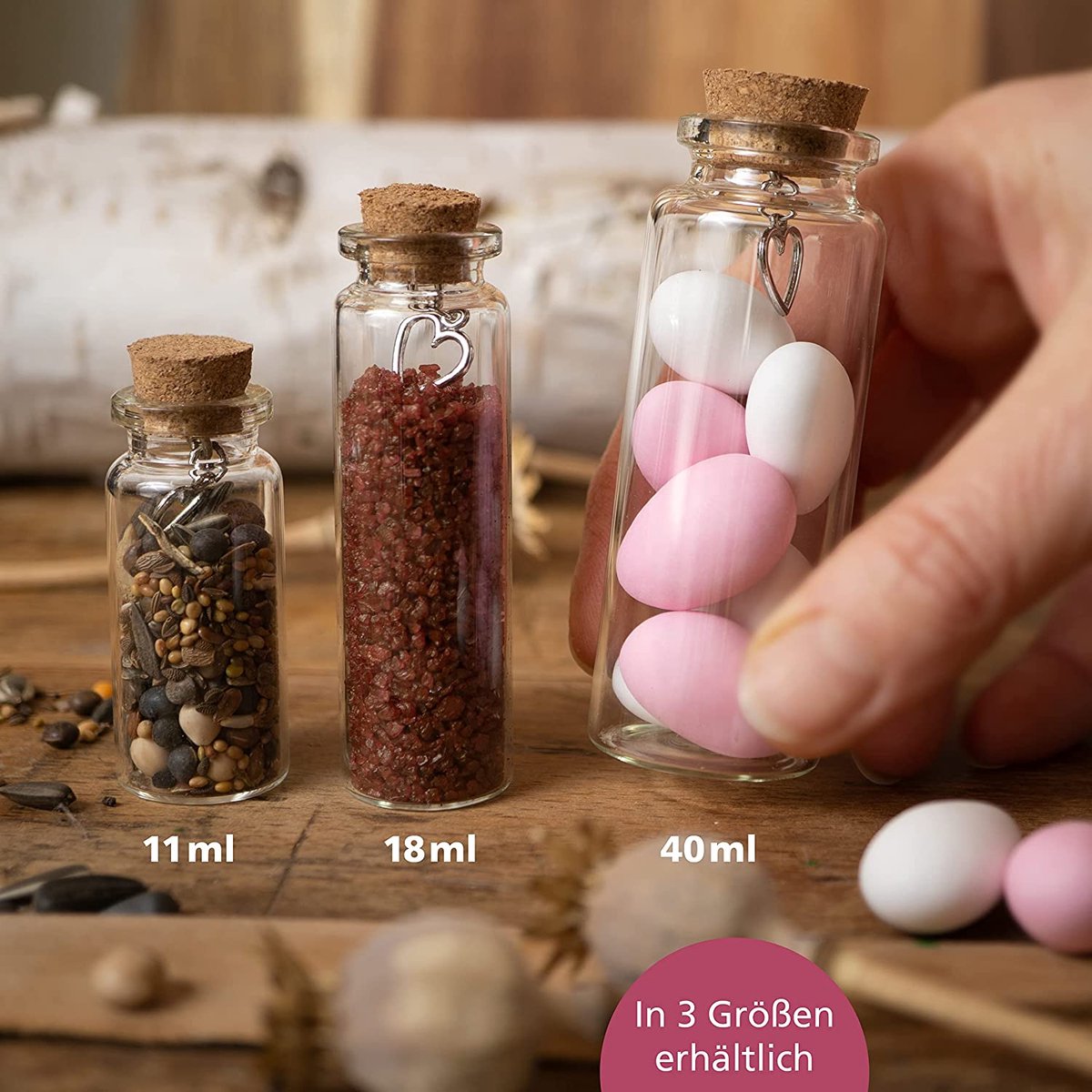 30 x reageerbuisjes met kurk, 30 - 40 ml, kleine glazen flesjes met ...