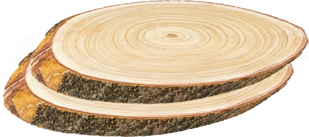 Decoratie boomschijven/boomschors schijven -hout - 2x -51 x 32 x 4 cm ...