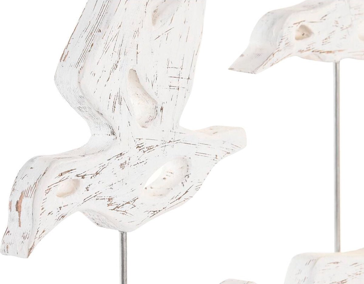 Decoratieve figuren DKD Home Decor Bruin Wit Ijzer Mangohout Vogels (32 ...