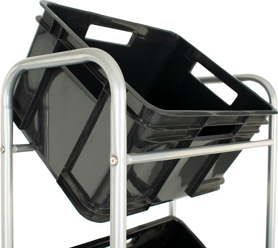 V-Part Krattenrek - Grijs - Metaal - 4 kratten - 160 cm Hoog | bol