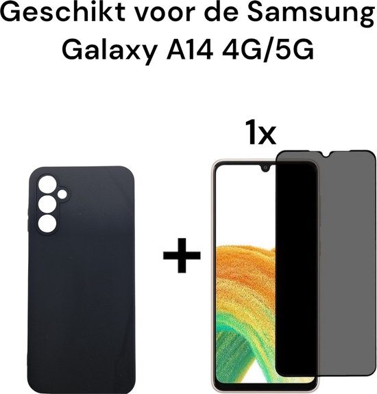 Samsung Galaxy A14 4G & 5G | Achterkantje zwart + 1x privacy screen protector | Back... | bol.com