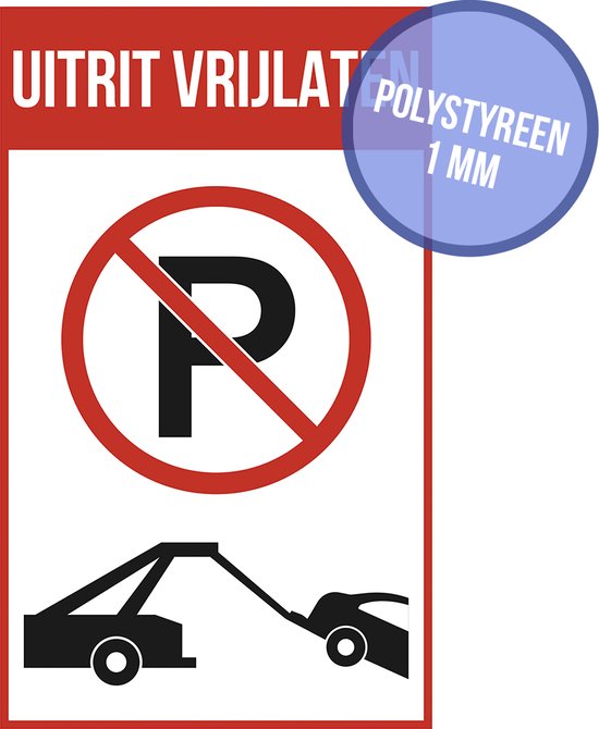 Pictogram/ bord | "Uitrit vrijlaten" | 17 x 27 cm | Dikte: 1 mm | Niet ...